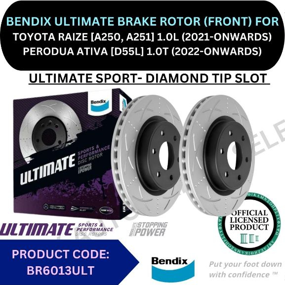 BENDIX ULTIMATE DISC BRAKE ROTOR, PAD (FRONT) FOR TOYOTA RAIZE [A250 ...