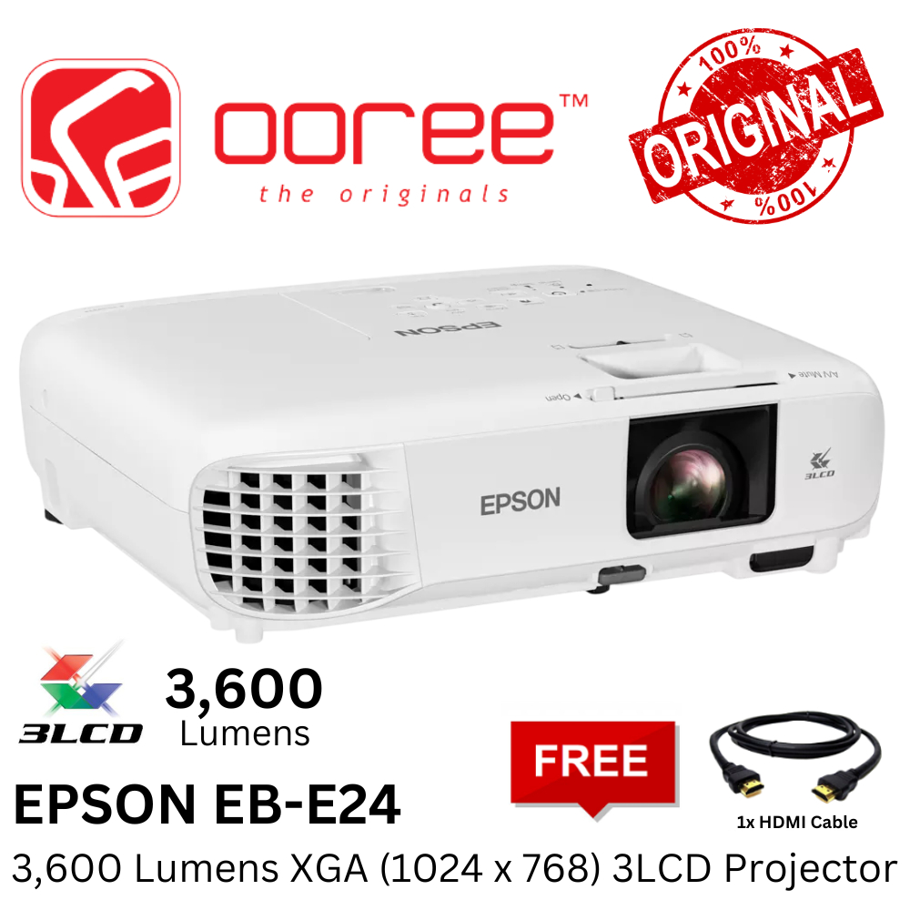 EPSON EB-E24, EB E24, E24 / EB-X06 3600 LUMENS PROJECTOR 3LCD XGA 1024x768, CONTRAST RATIO ...