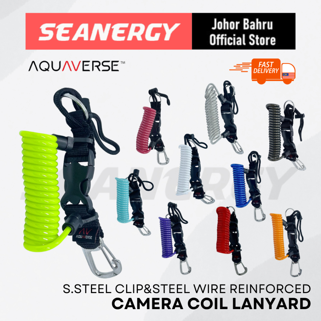 AQUAVERSE Coil Lanyard with Stainless Steel Clip Camera Lanyard Spring ...