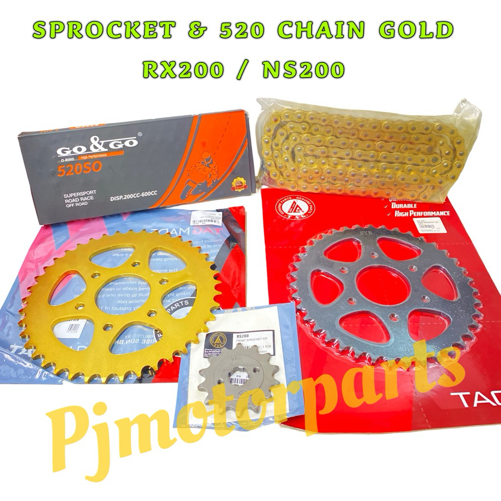 RX200 NS200 PULSAR BAJAJ - 520 CHAIN O-RING GOLD & REAR & FRONT ...