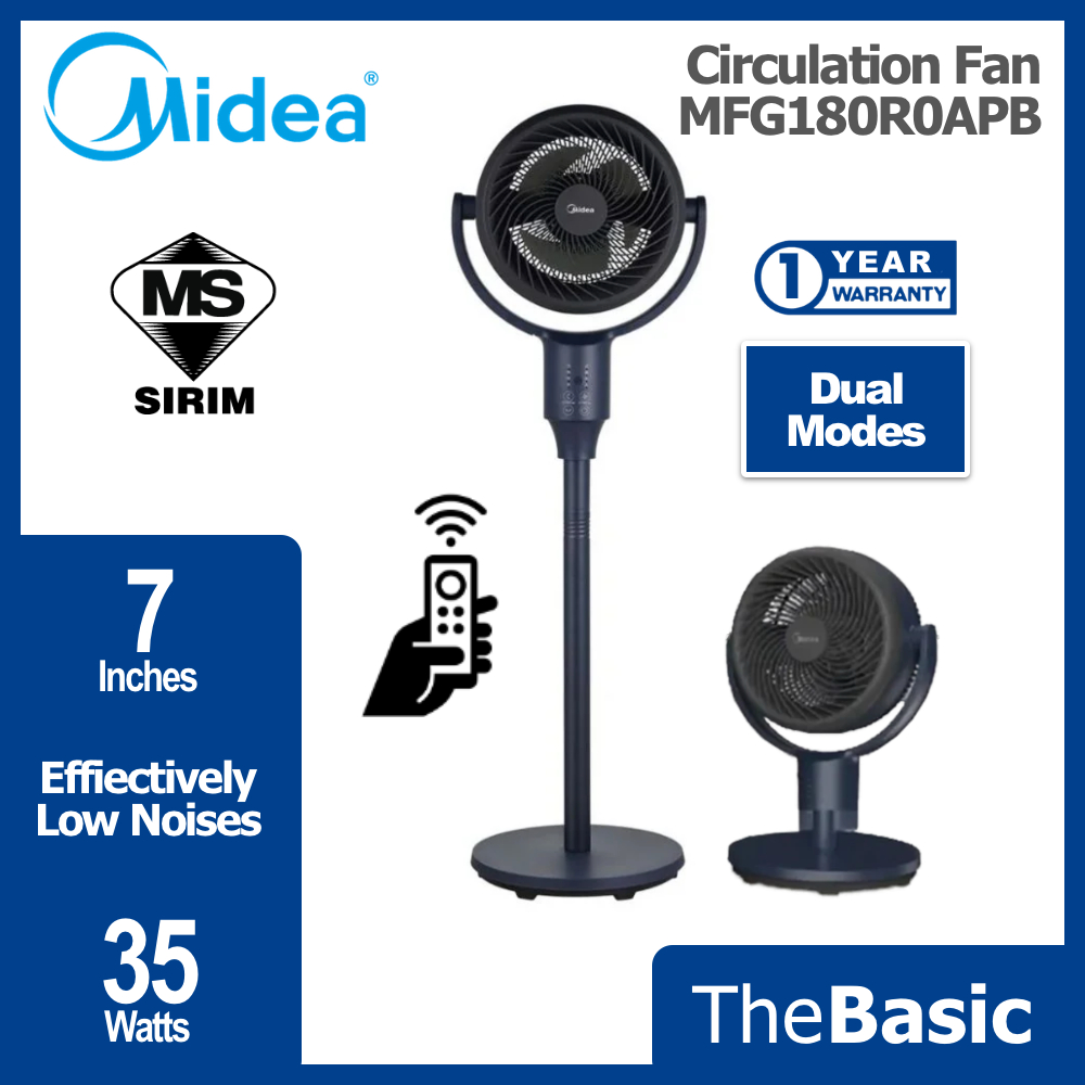 MIDEA 7 Inches Dual Mode Stand & Table Circulation Fan ( MFG180R0APB ...