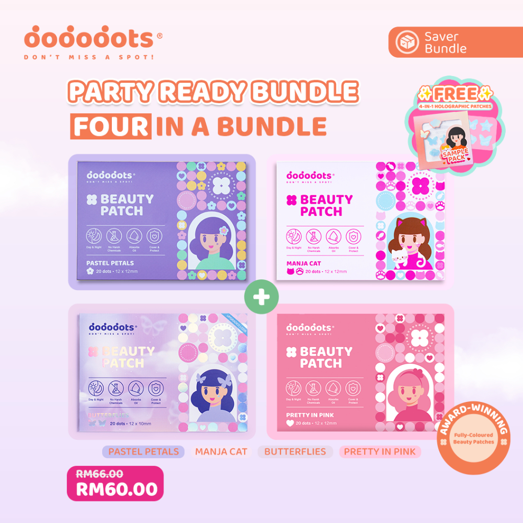 Dododots | Party Ready Bundle | 4 Packs | Cute Pimple Acne Patch | 痘痘贴 ...