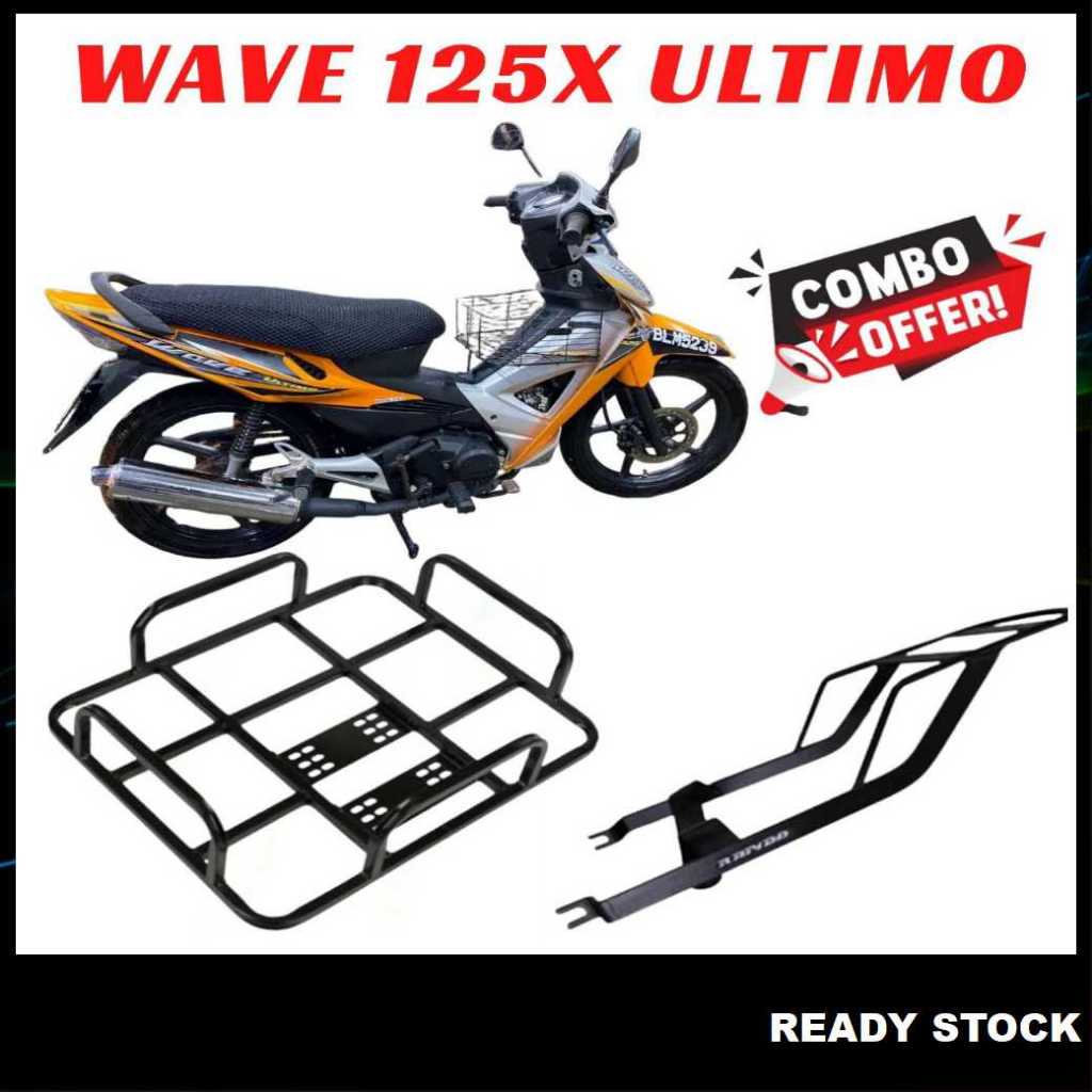 (HONDA WAVE 125X ULTIMO) Rak Beg Penghantaran Motosikal Delivery Bag Rack+RAPIDO Monorack ...
