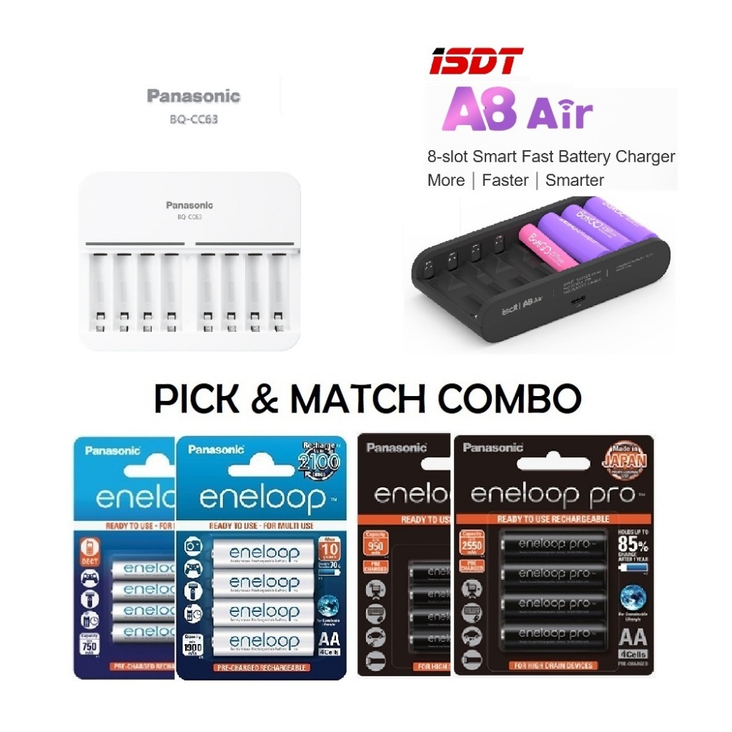Eneloop with Panasonic BQ-CC63 8 or ISDT A8 8 Slot Individual Smart ...