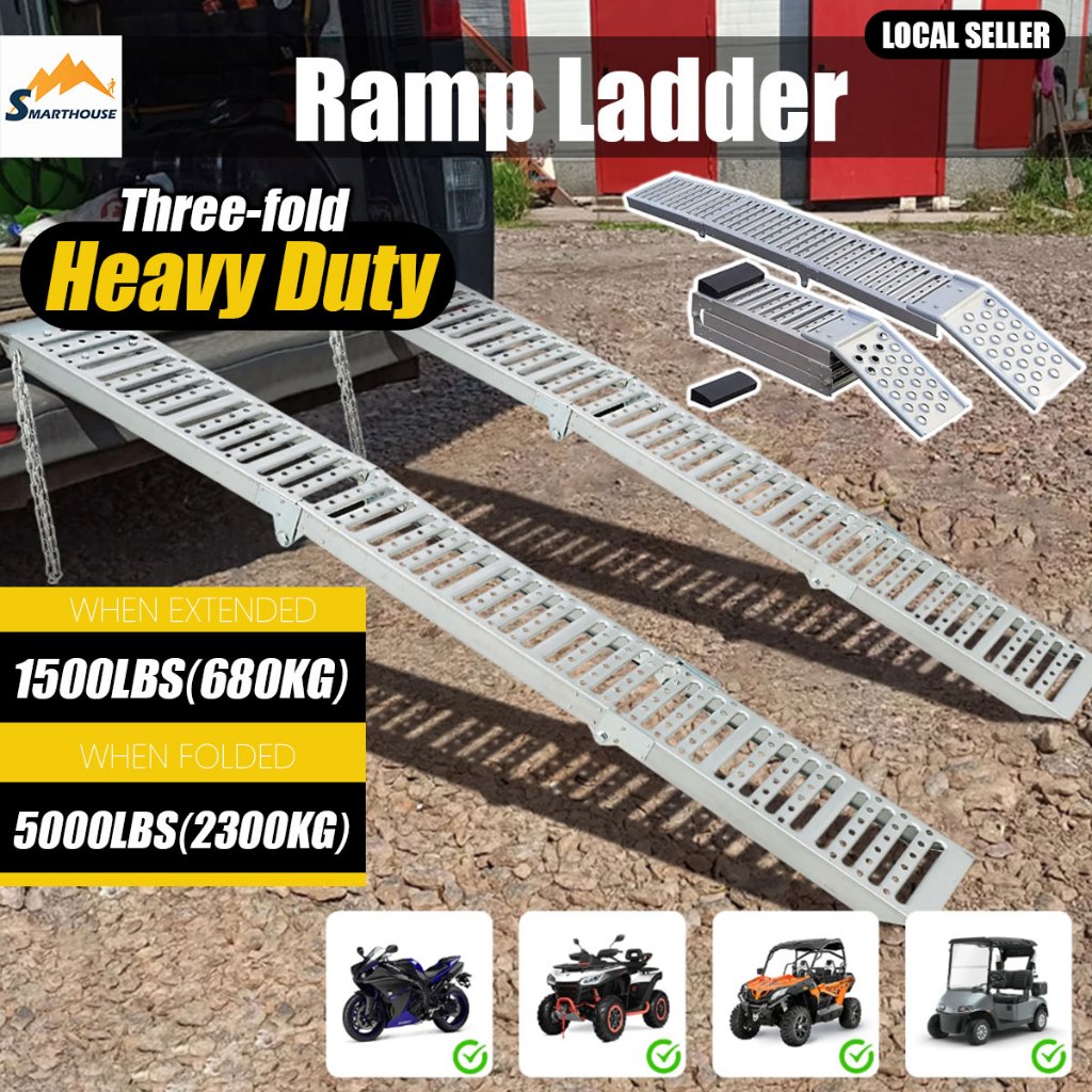 🚚🚚Motorcycle Bike Stage Folding Ladder Ramp Heavy Duty Foldable Ramp ...