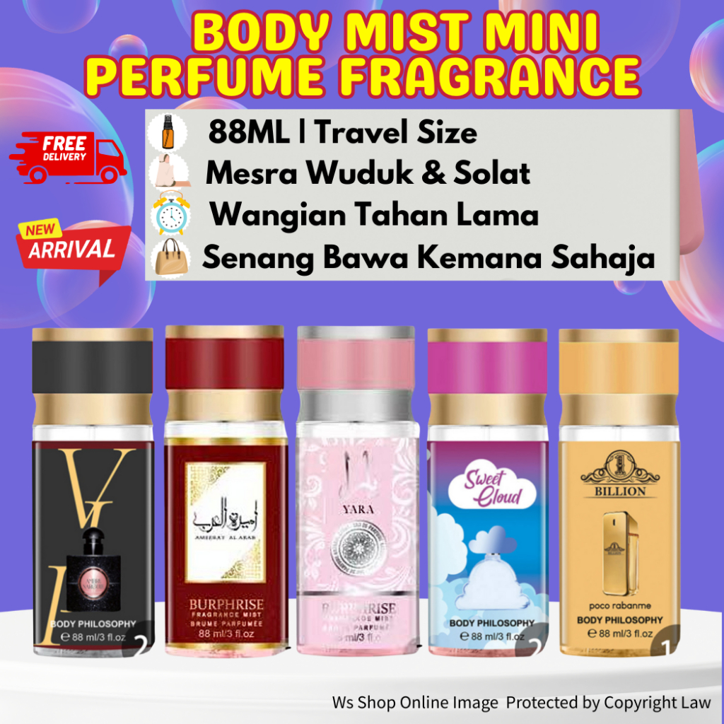88ML Body Mist Mini Bottle Fragrance Woman Men Perfume Long Lasting ...