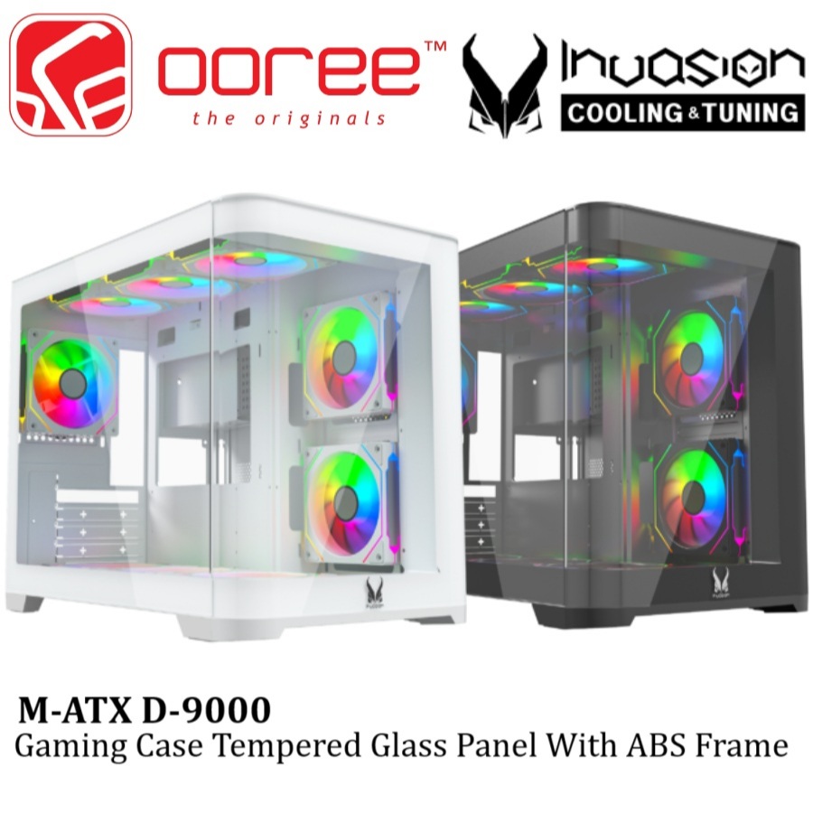 INVASION D-9000 M-ATX GAMING CASE TEMPERED GLASS PANEL WITH ABS FRAME ...