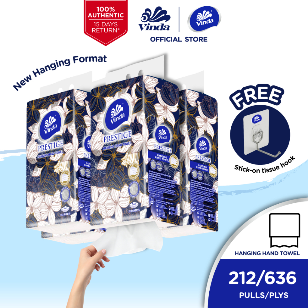 Vinda Prestige Hanging Hand Towel 3-ply (212s) FREE Tissue Hook ...