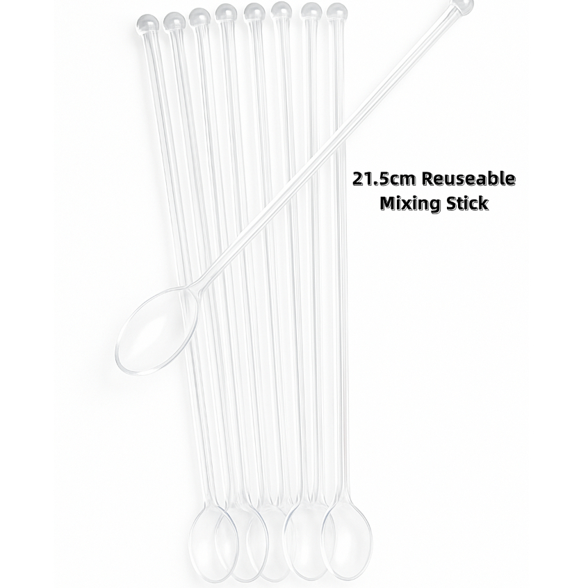 10PCS 21.5cm Reuseable Plastic Mixing Stick Transparent Spoon Coffee Spoon Plastic Drink ...