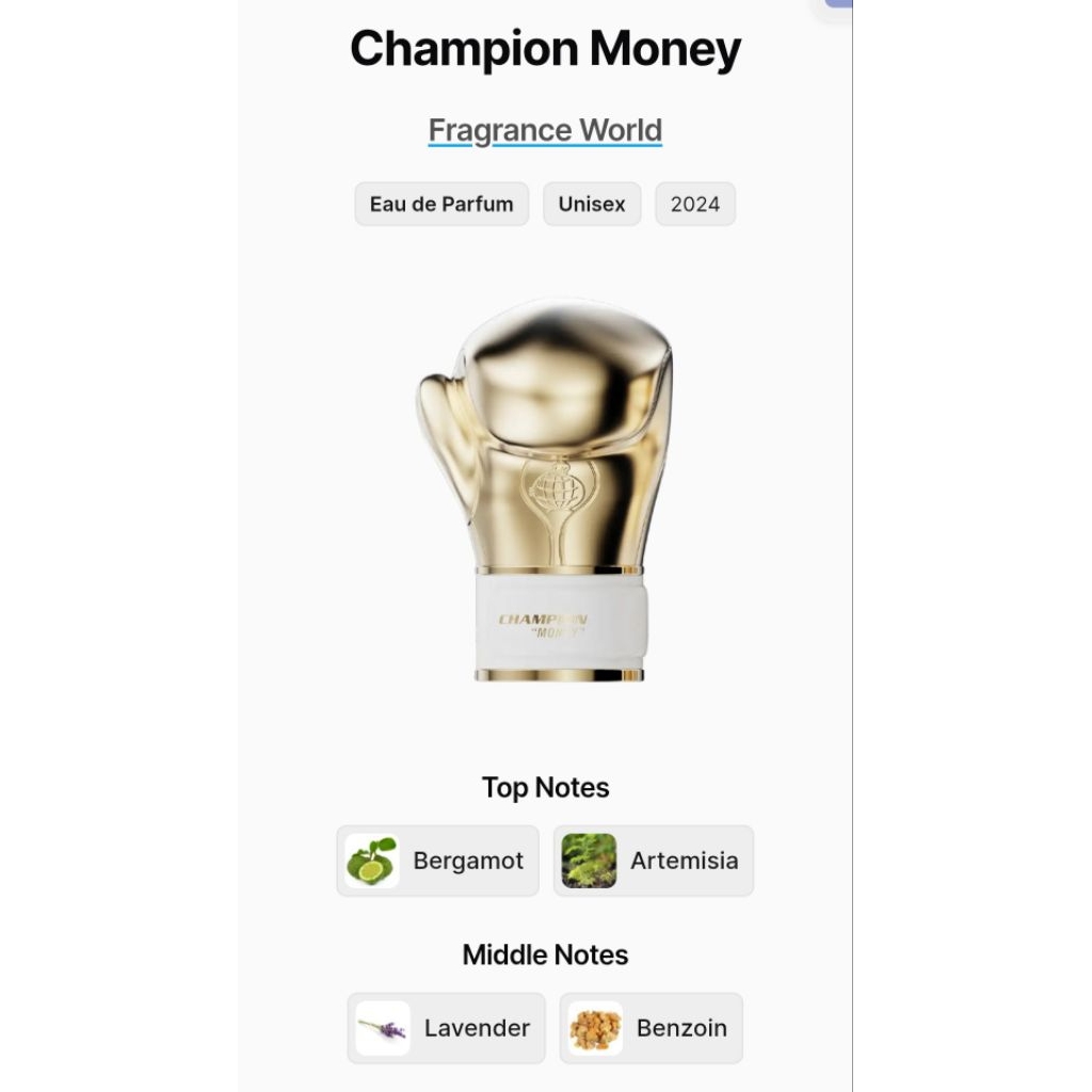 FRAGRANCE WORLD Champion Money Perfume 100ml EDP By Fragrance World ...