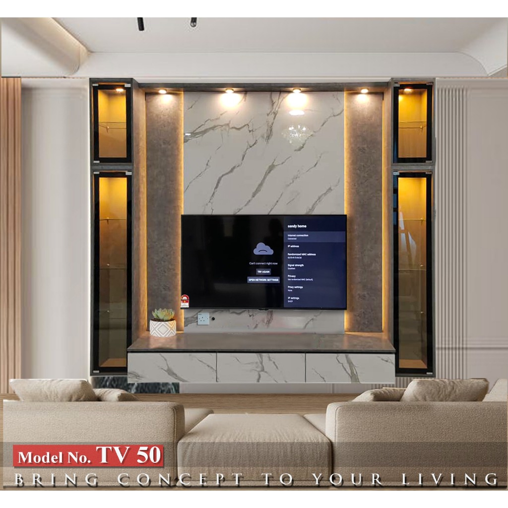 [TSB-TV50]8FT TV Cabinet with SPOTLIGHT & LED Light / 8 Kaki Kabinet TV ...