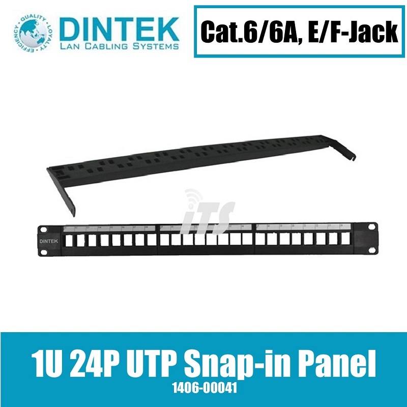 Dintek 19'' 1U 24P Snap-in Panel work with RJ45 Keystone Jack (1406 ...