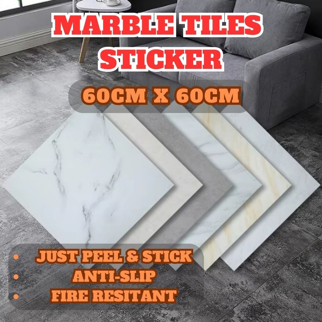 【1PCS】60X60CM Marble Tiles Self Adhesive PVC Floor Sticker Mozek Lantai ...