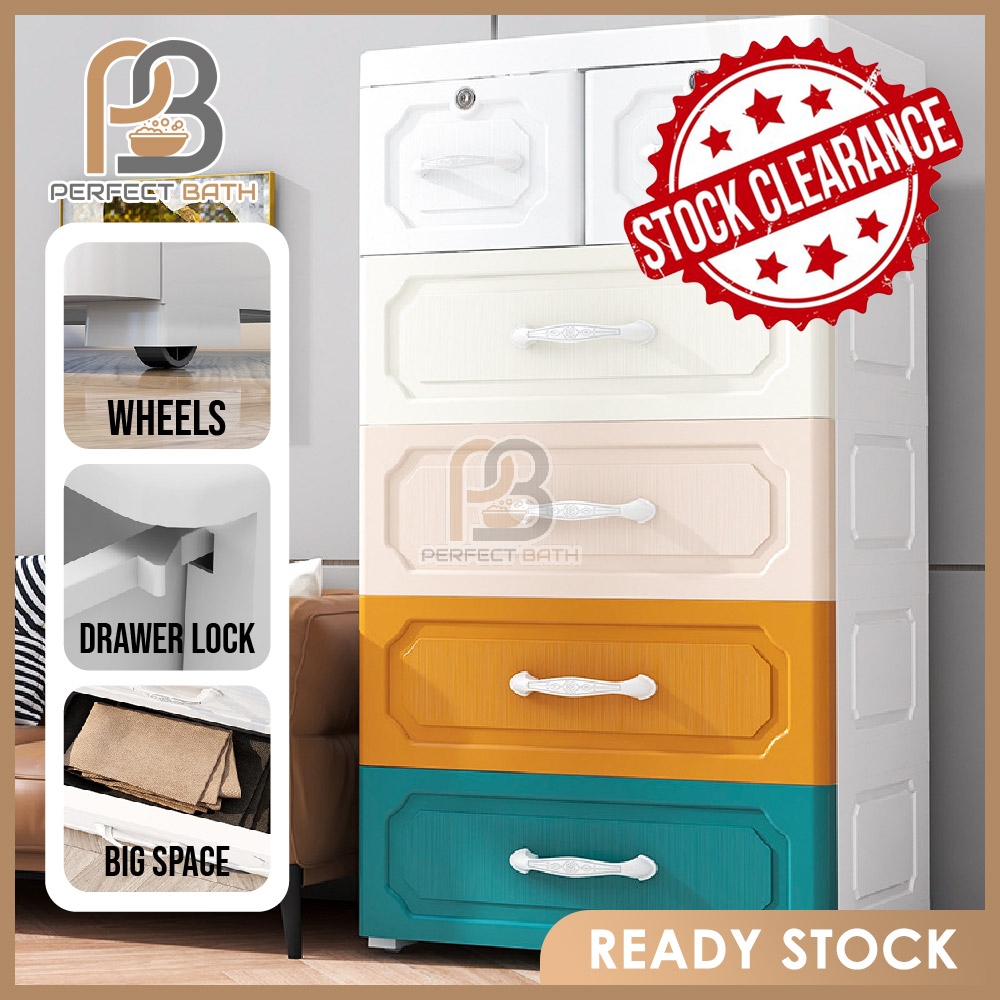 [Clearance] Perfect Bath 50cm Plastic Cabinet Clothes Cupboard Almari ...