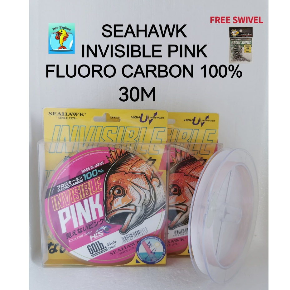 FISHER SEAHAWK INVISIBLE PINK 100% FLUOROCARBON LEADER MONO FISHING ...
