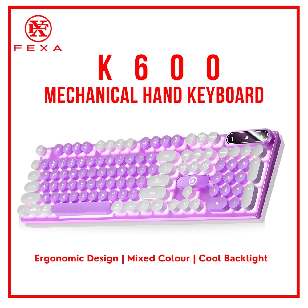 FEXA K600 Mechanical Hand Keyboard – RGB Backlit Gaming & Office ...