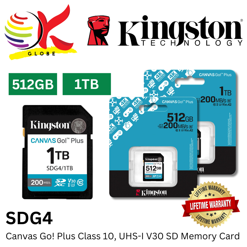 KINGSTON SDG4 / SDG3 CANVAS GO PLUS CLASS 10 SD MEMORY CARD FOR DSLRS ...