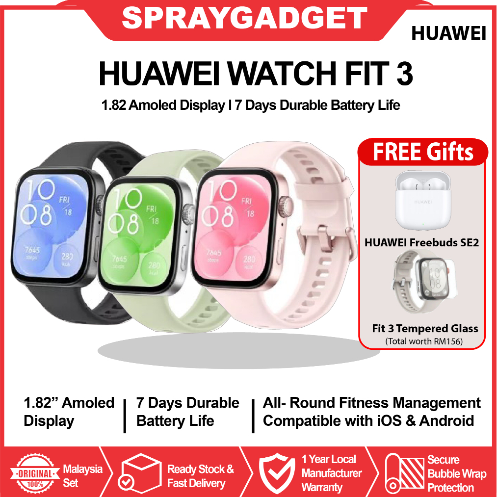 HUAWEI WATCH FIT 3 Smartwatch | 1.82" AMOLED Display | All-Round ...