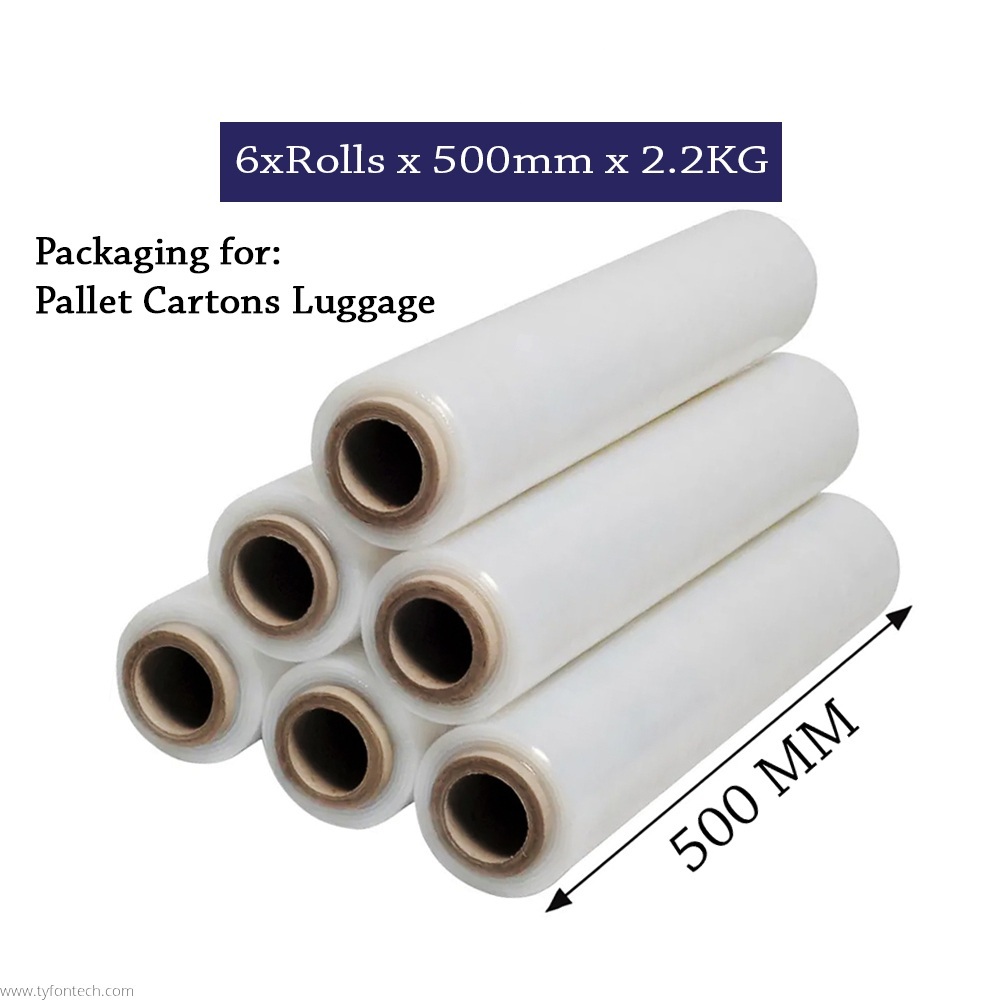 (6 rolls/box) Stretch Film 23mic x 500mm x 2.2kg (Core 200g) Wrapping ...