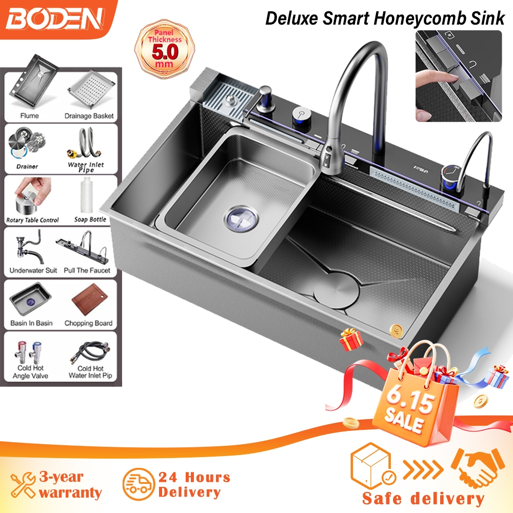【𝑫𝒆𝒍𝒖𝒙𝒆】304 Stainless Sinki Dapur Honeycomb Sink Kitchen Sink Piano ...