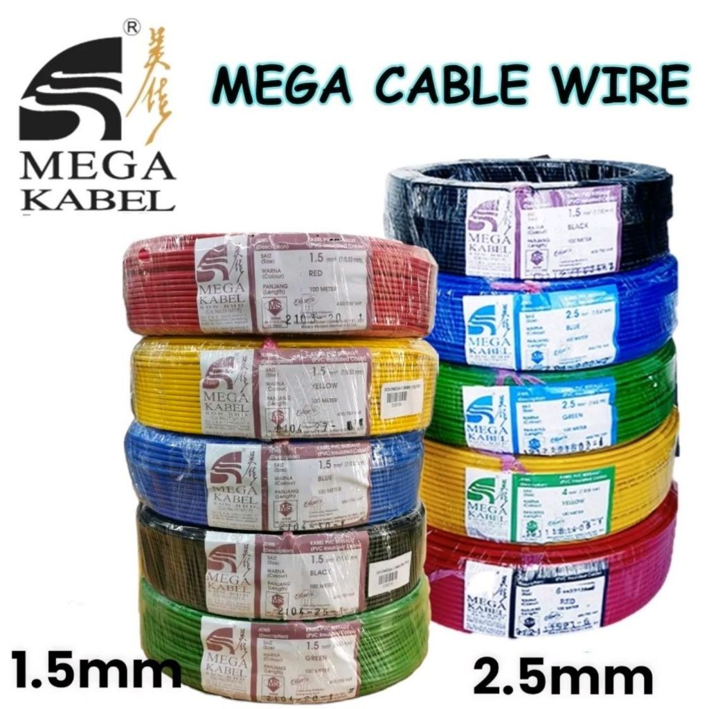 [SIRIM & JKR] Mega Cable Electric 1.5mm & 2.5mm Wiring Cable, SIRIM and ...