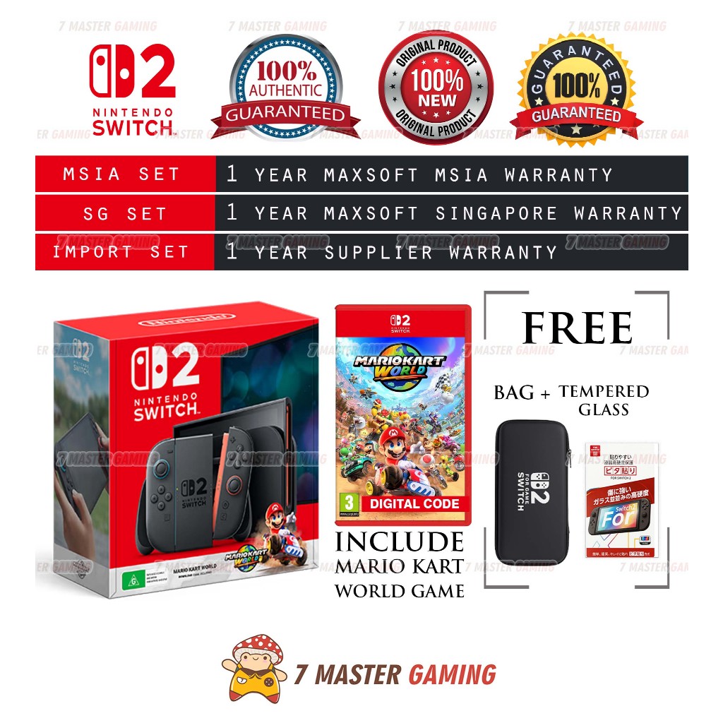 Nintendo Switch 2 Grey / Mario Kart World Edition - Maxsoft / Import /Asia Set + Battery ...