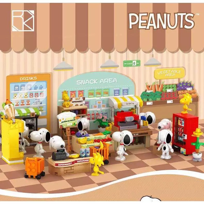 (Set of 8) Snoopy Super Market S016 Blind Box Building Blocks Block ...