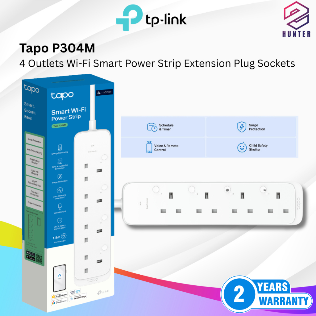 TP-Link Tapo P304M 4 Outlets Wi-Fi Smart Power Strip Extension Plug ...