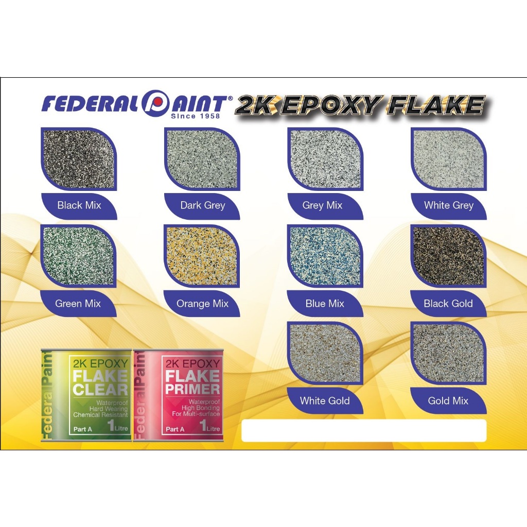(Free Tools) Federal Paint 1 Liter 2K Epoxy Flake Waterproofing Coating ...