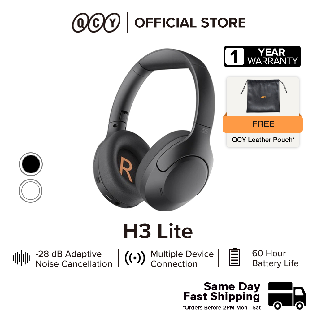 QCY H3 Lite ANC Foldable Headphones With Bluetooth 5.3 Transparency Mode & Multi-Device Connect ...