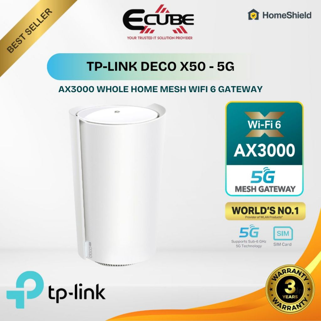 TP‑Link Deco X50‑5G AX3000 Wi‑Fi 6 SIM Mesh System (5G Modem, 2.5 Gbps ...