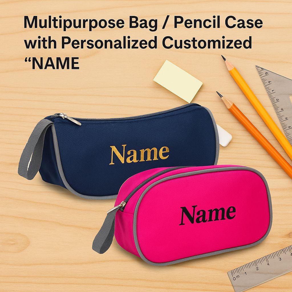 Customized Name Pencil Case / Multipurpose Bag for School & Work ...