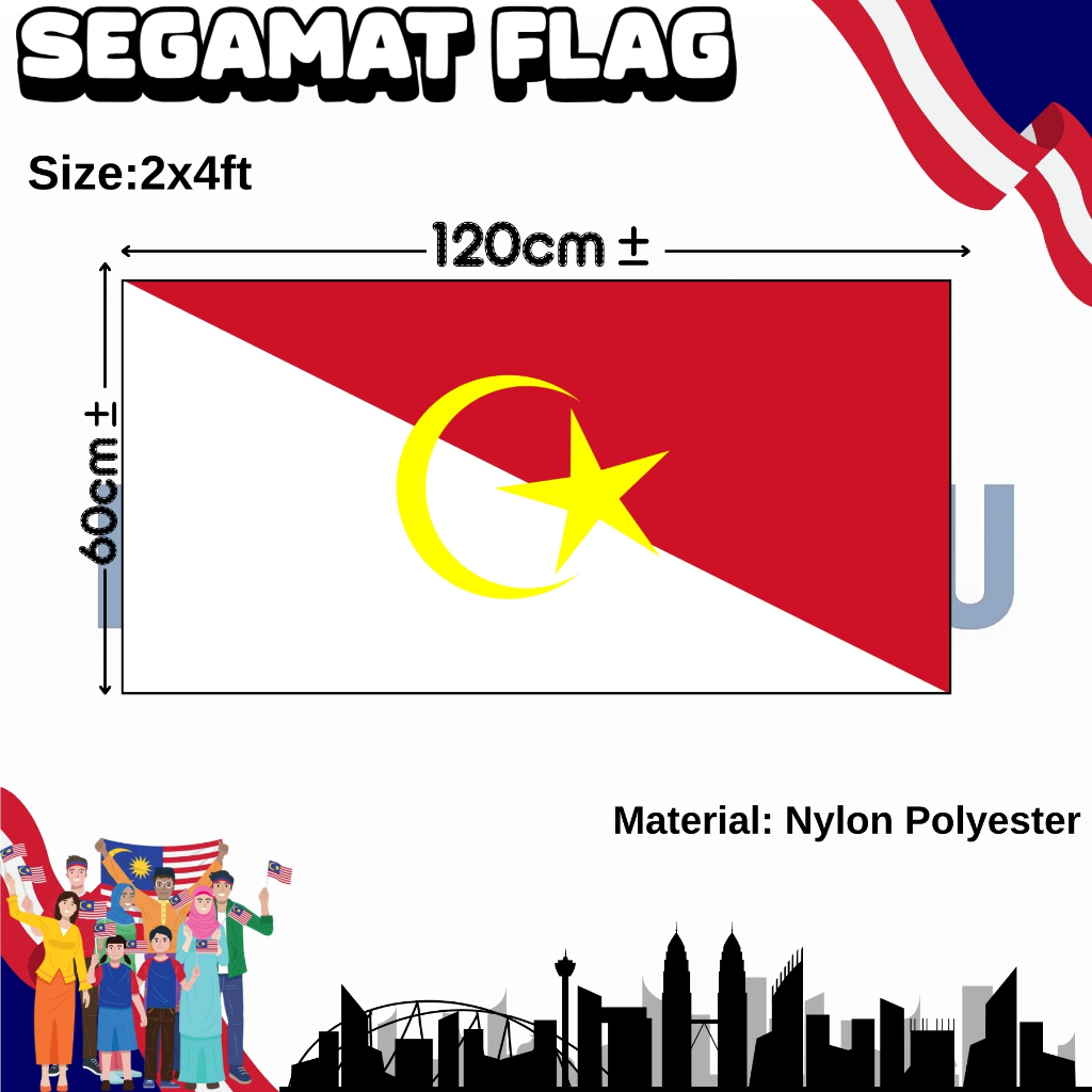 【Benderaku】Nylon Polyester 2x4ft Segamat Flag Bendera Daerah Johor Bendera Segamat Bendera ...