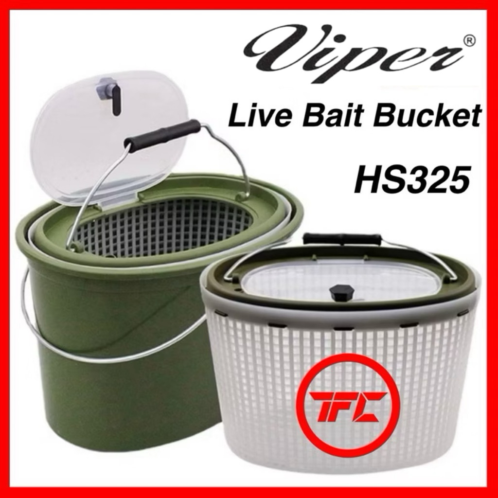 VIPER Live Bait Bucket HS325 HS324 Fishing Box Storage Tong Umpan Hidup ...