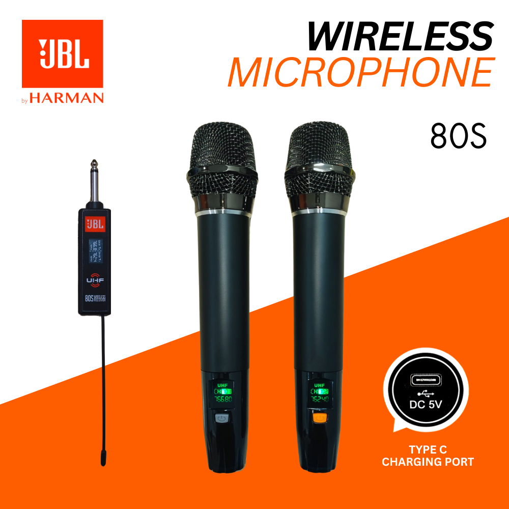 JBL 80S Professional DUAL Wireless Microphone UHF System Handheld Mic ...
