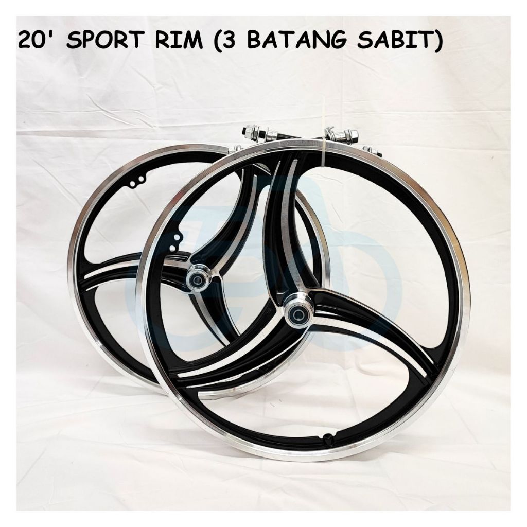 20 Inci Basikal Sport Rim Aloi 3 Batang Sabit/ Alloy Sport Rim Bicycle ...
