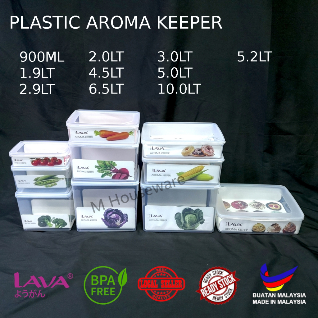 LAVA Bekas Plastic Aroma 900ML ~ 10.0LT Aroma Keeper Rectangle ...