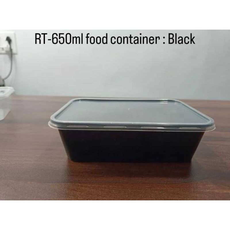 LUNCH BOX RECT 650 BLACK WITH LID - 50pc | Shopee Malaysia