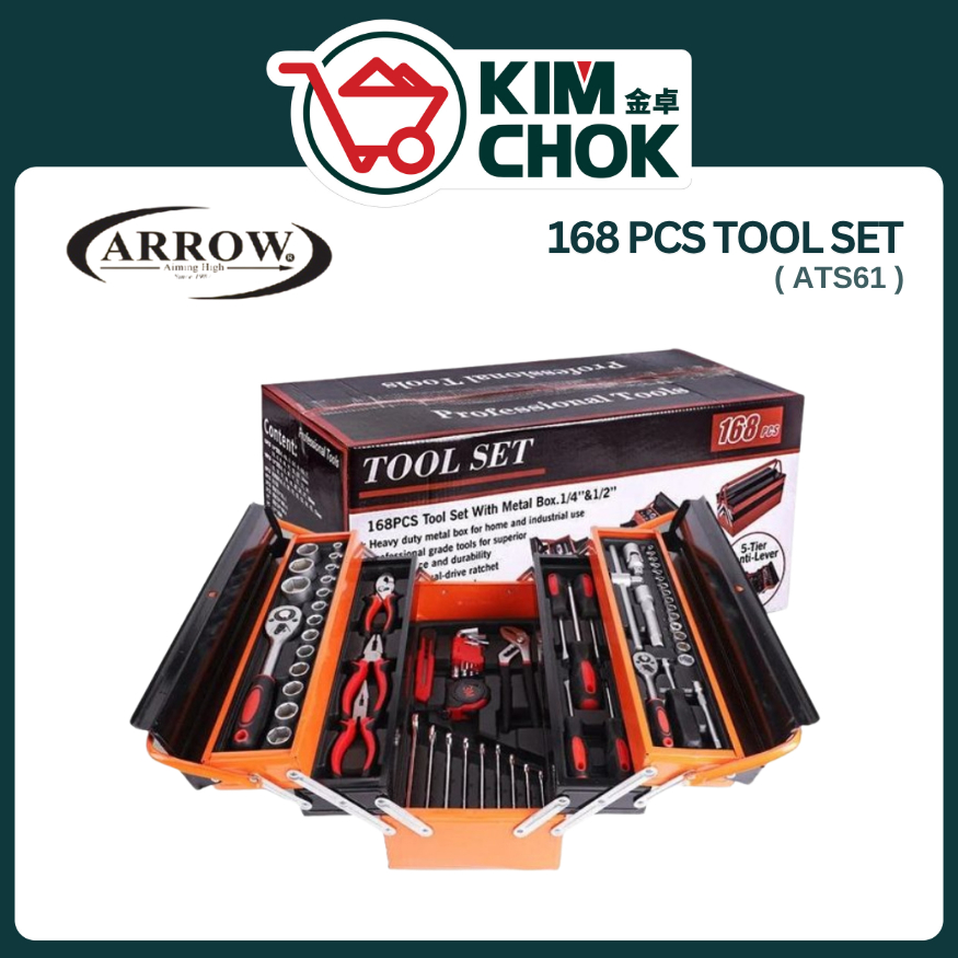 ARROW 168 Pcs Tool Set With Metal Box ( ATS61 ) Wrench | Pliers ...