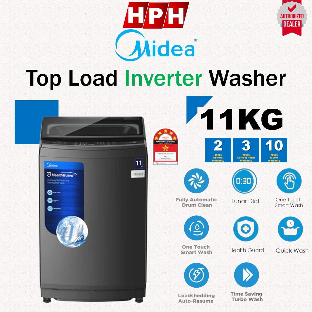 [NEW] Midea Inverter Top Loading Washing Machine MAN01W170D (17kg / 13kg / 14kg / 15kg / 11kg ...