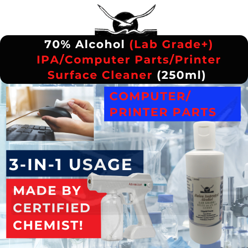 Isopropyl Alcohol (IPA) 70% Electronic/Printer/Computer Cleaner Solution 250ml / 4L | Shopee ...