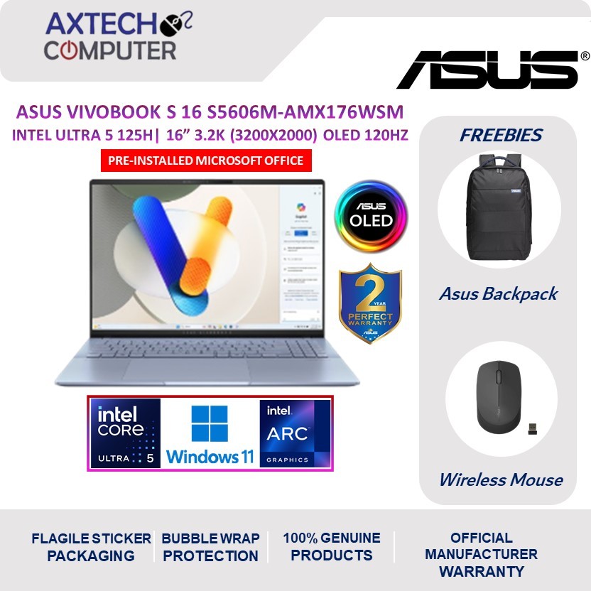 Asus VivoBook S 16 OLED S5606M-AMX176WSM 16'' 3.2K Laptop Mist Blue ...