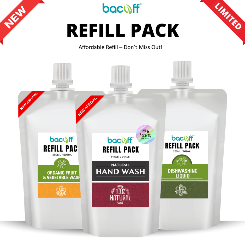 [REFILL PACK] Bacoff Hand Wash 250ml / Fruit & Veggie Wash 250ml ...
