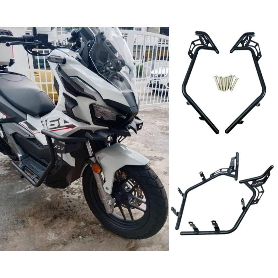 Honda ADV 160 Engine Guard Crash Bar Heavy Duty Crash Guard Body Protector Alloy Spotlight ...