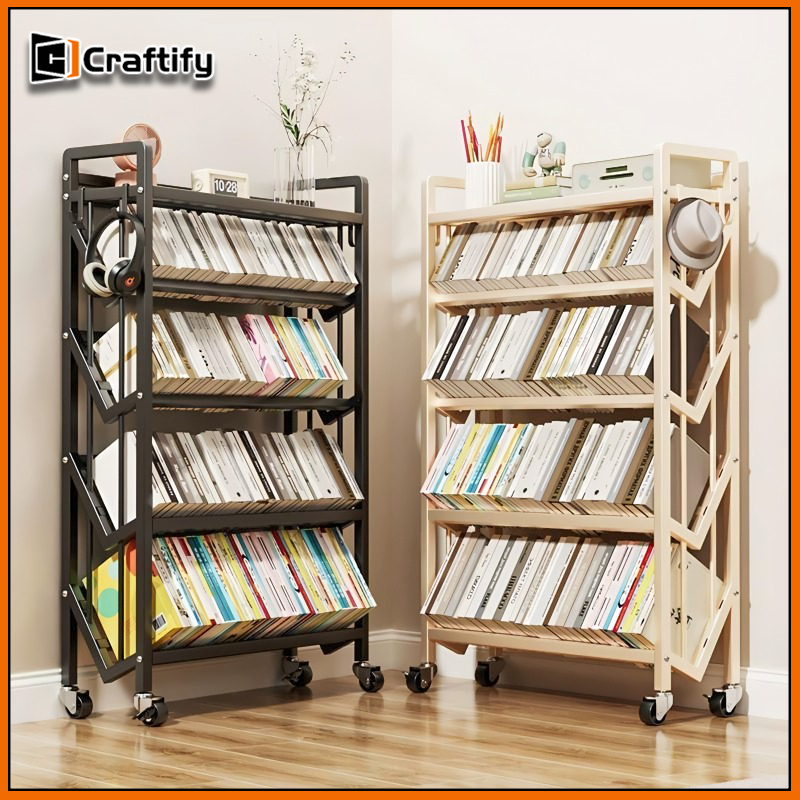 Bookshelf Almari Buku Steel Metal Book Rack Rak Buku Besi 2/3/4/5Tier ...