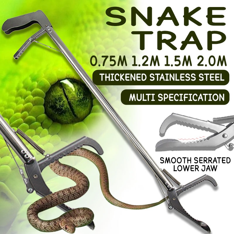 Snake Stick Catcher Stainless Steel Snake Tong Clamp Ular Alat Tangkap ...