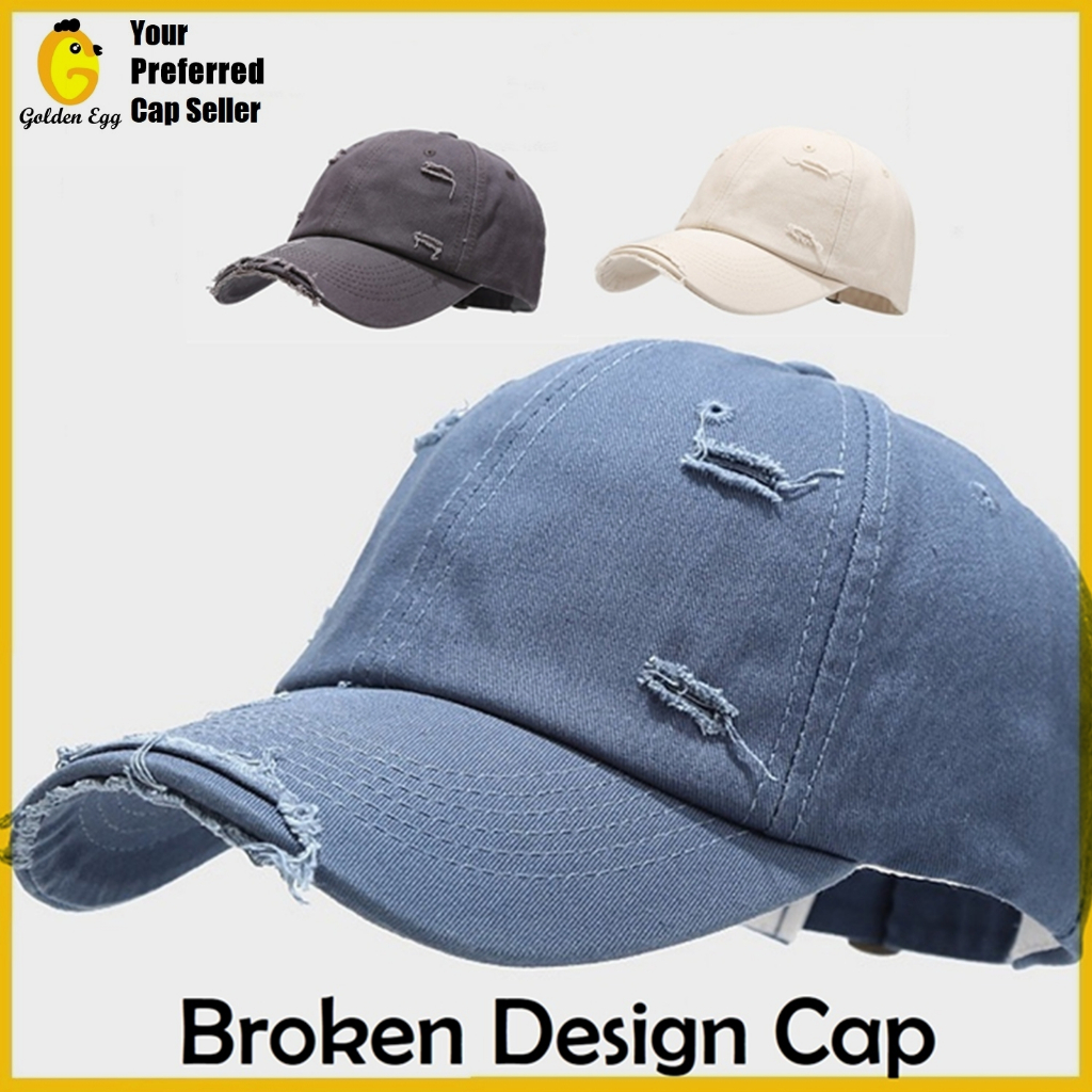 GEC Adult Unisex Broken Design Baseball Cap Plain Cap Unstructured ...