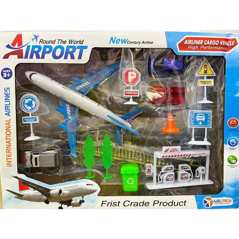 Airport Play Set Simulation Pretend Play Pilot Mini Figure Airplane ...