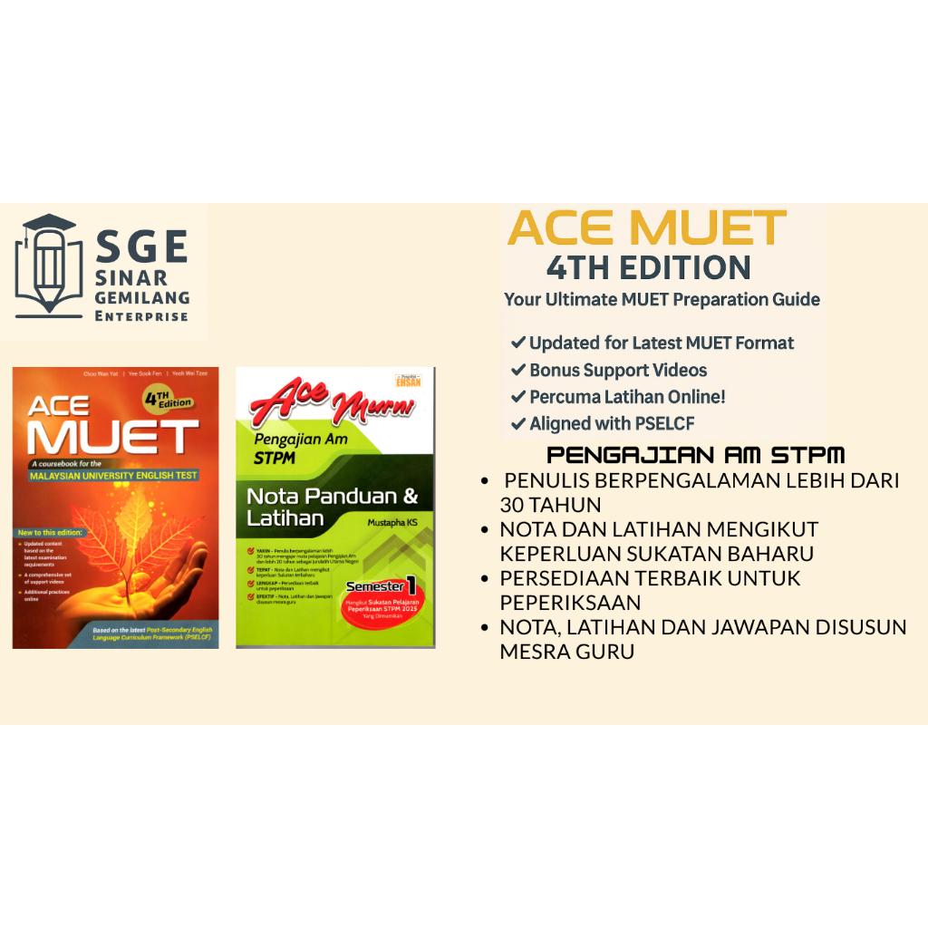 {SGE} ACE MUET 4TH EDITION 2025 DAN PENGAJIAN AM NOTA PANDUAN DAN ...
