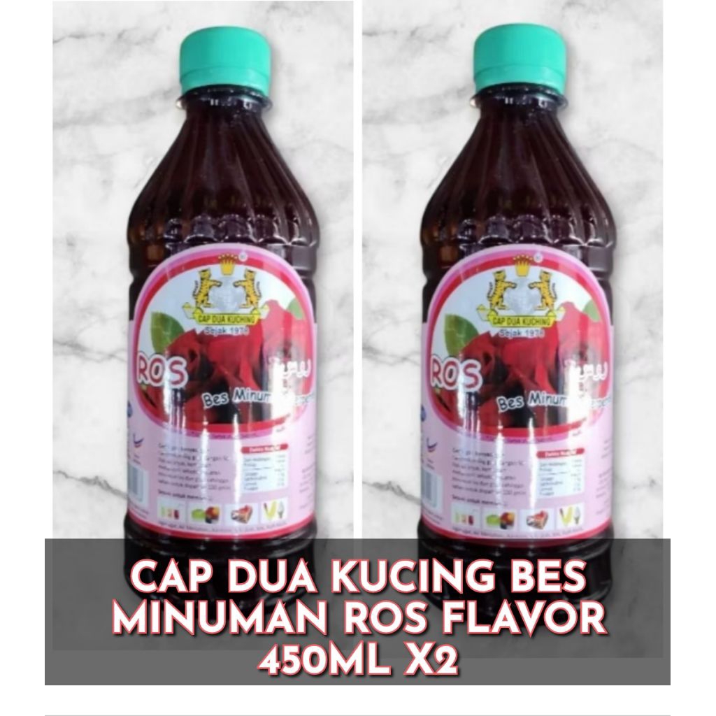 CAP DUA KUCING Halal ☑️ Combo x2 Bes Minuman / Cordial Tanpa Gula Rose ...